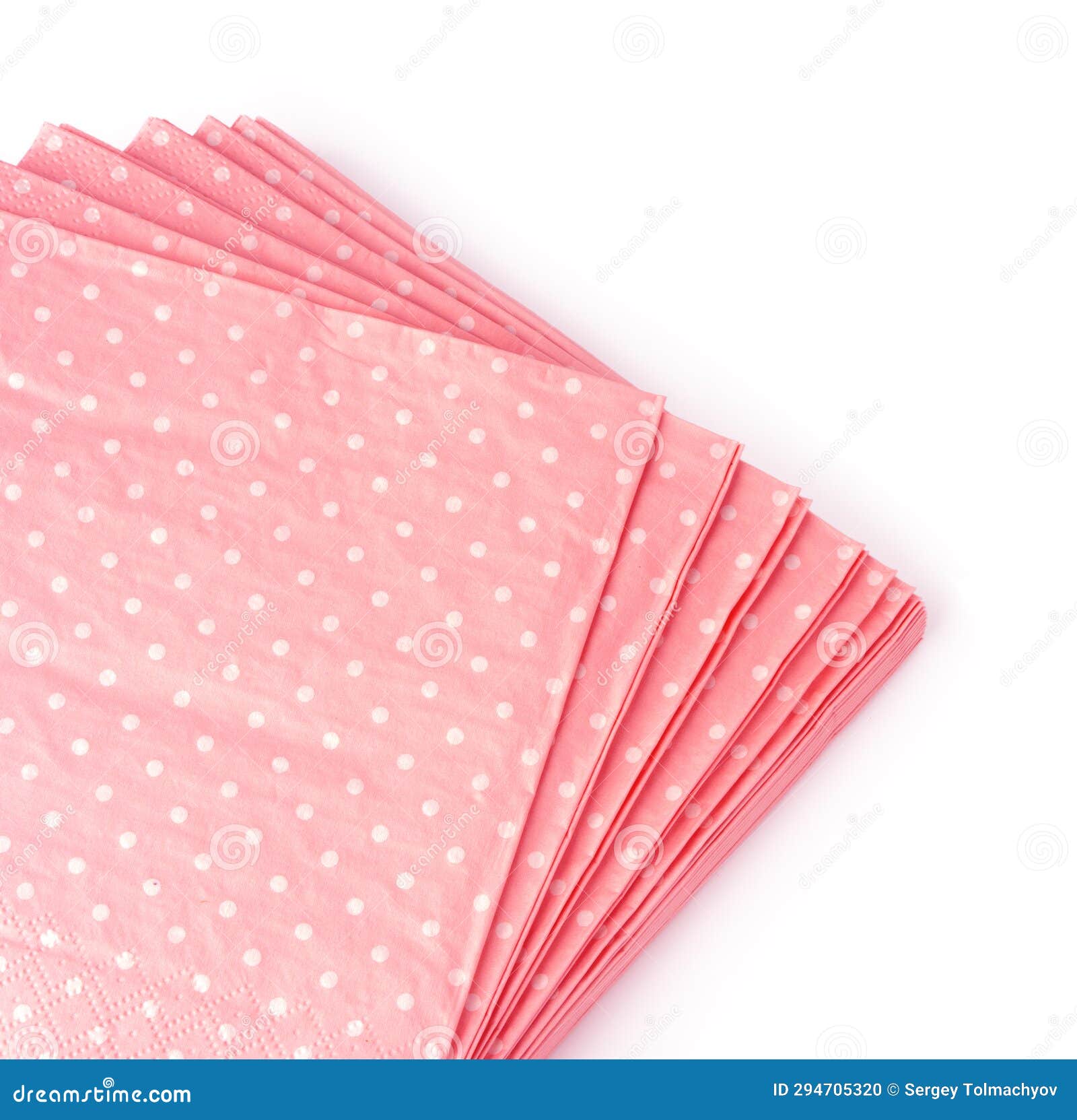 Stack of Pink Dotted Paper Napkins on White Background Stock Photo ...