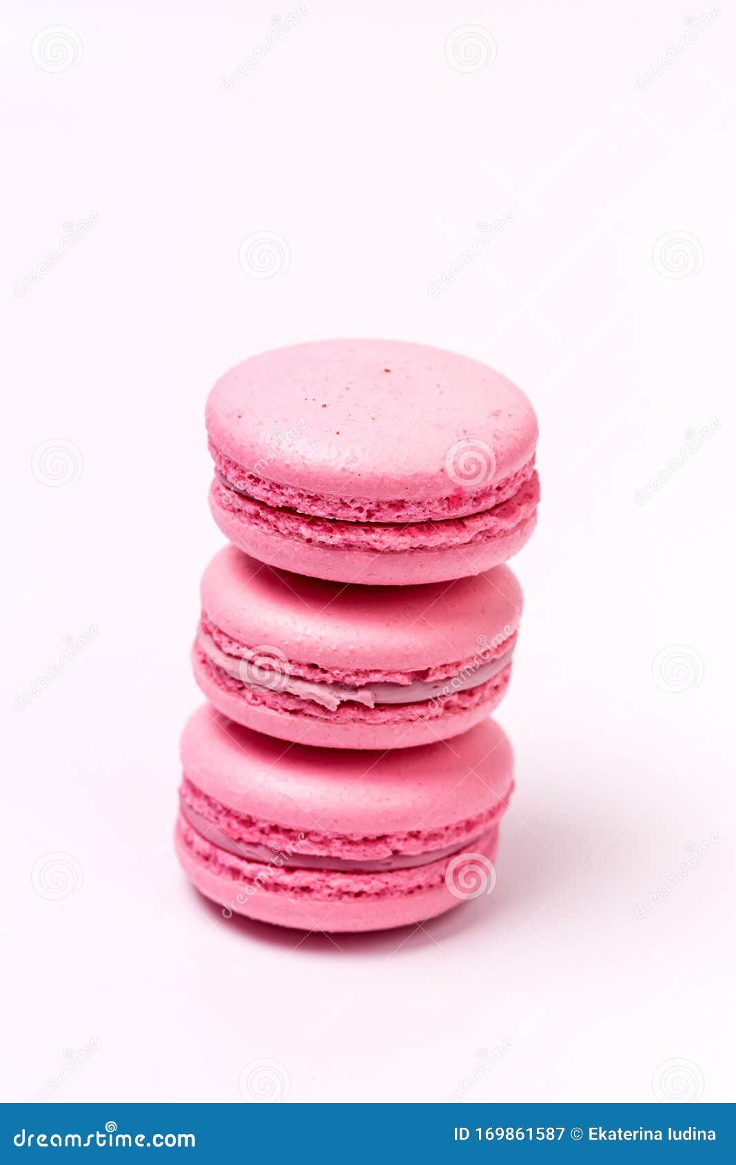Stack of Pink Macarons on White Background French Dessert Strawberry ...
