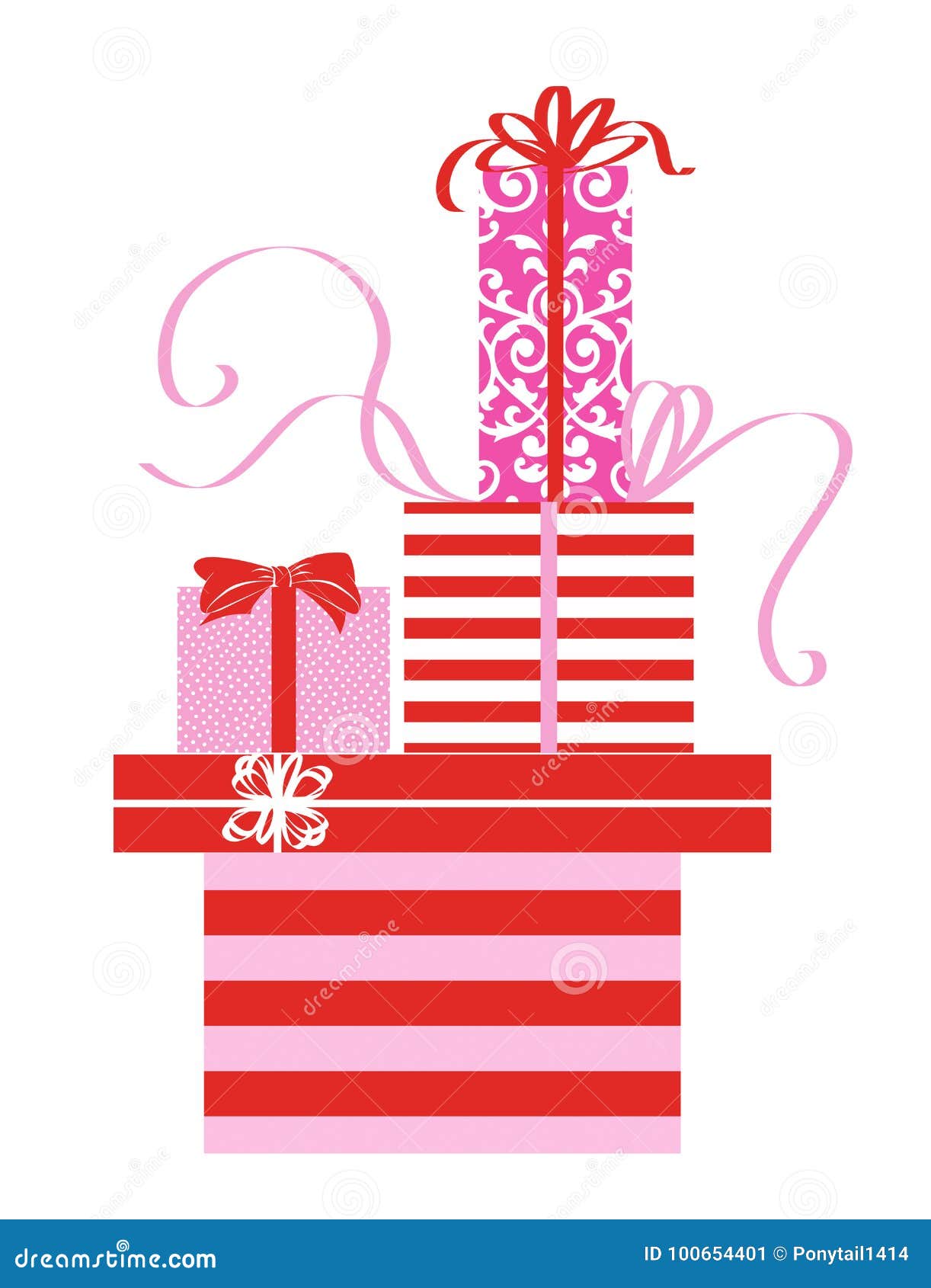 Stack of Pink and Red Gifts Stock Illustration - Illustration of ...