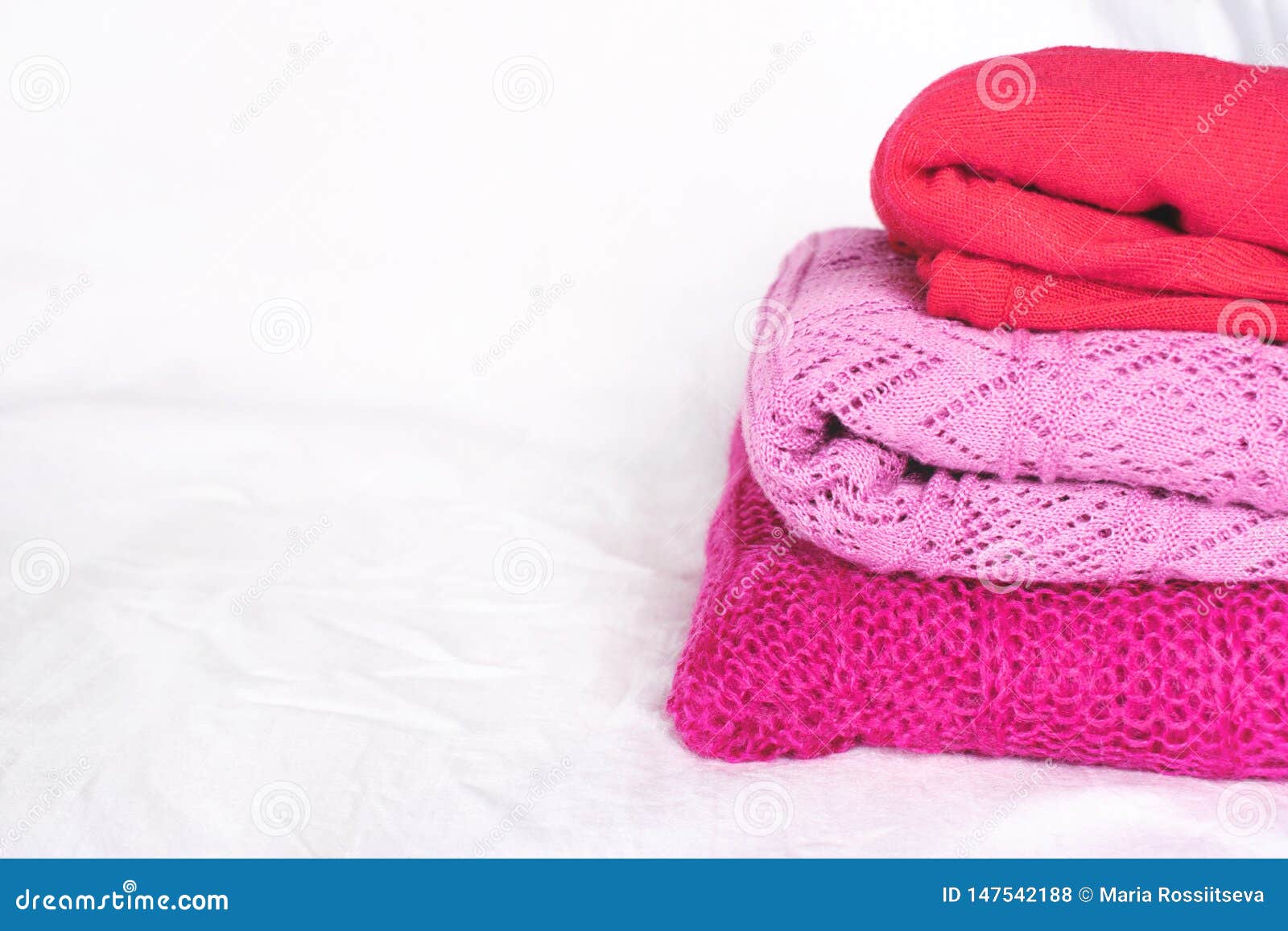 Stack of Pink Sweaters on White. Stock Photo - Image of fashion ...