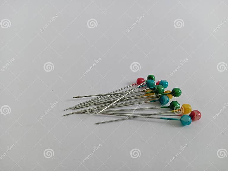 Stack of Pins Isolated on White Background Stock Photo - Image of ...