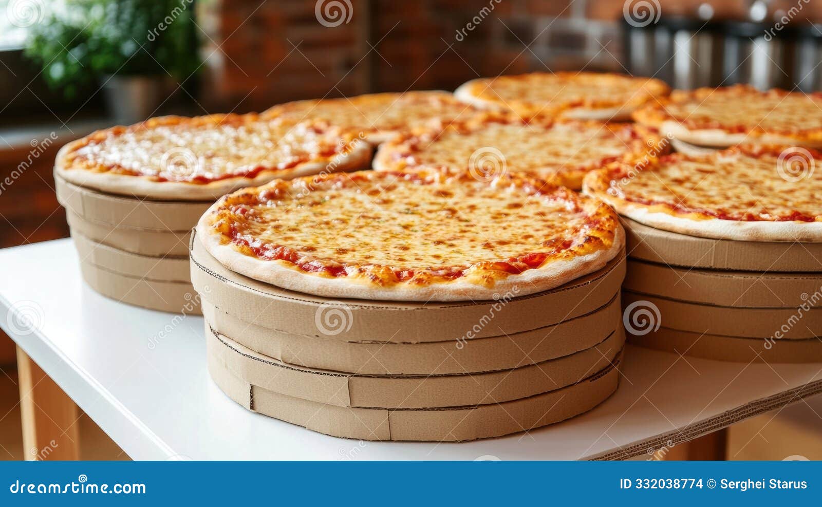 A Stack of Pizza Boxes on a Table with Cheese Inside, AI Stock Photo ...