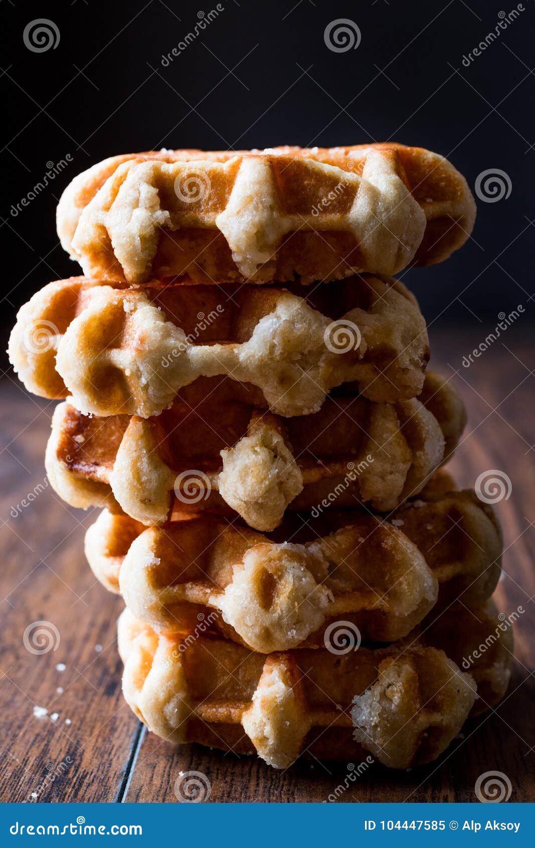 Stack of Plain Belgium Waffle on Wooden Surface. Stock Image - Image of ...