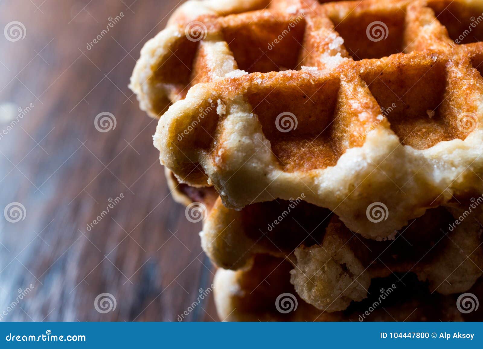 Stack of Plain Belgium Waffle on Wooden Surface. Stock Photo - Image of ...