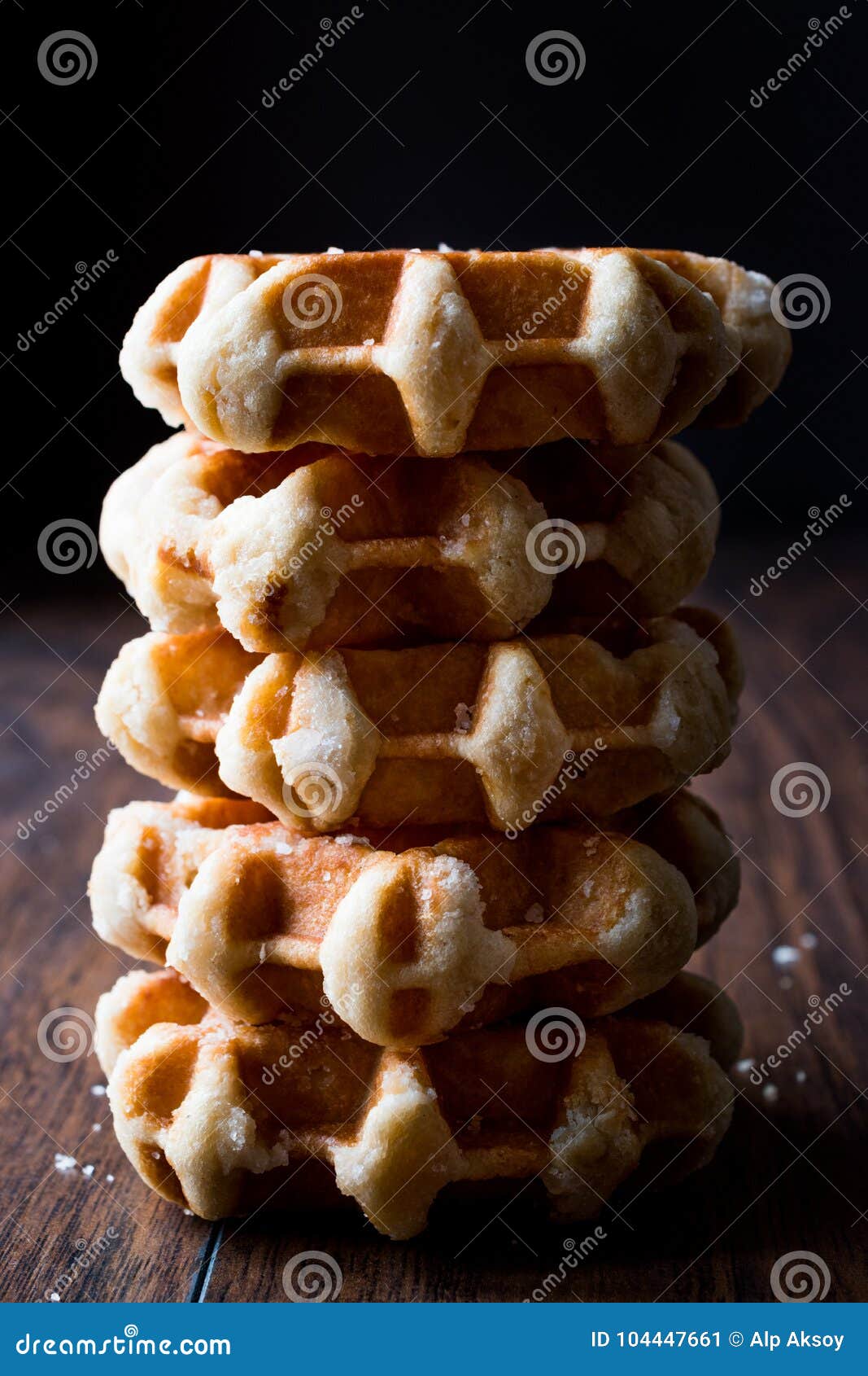 Stack of Plain Belgium Waffle on Wooden Surface. Stock Image - Image of ...