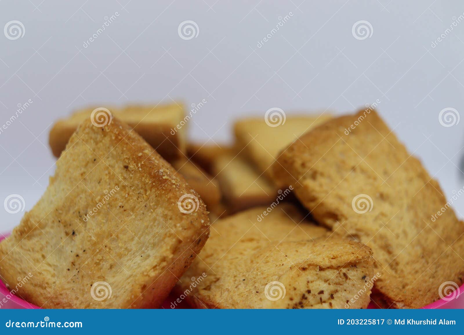Stack of Plain Melba Toasts on White Background. Edible Square Dry ...