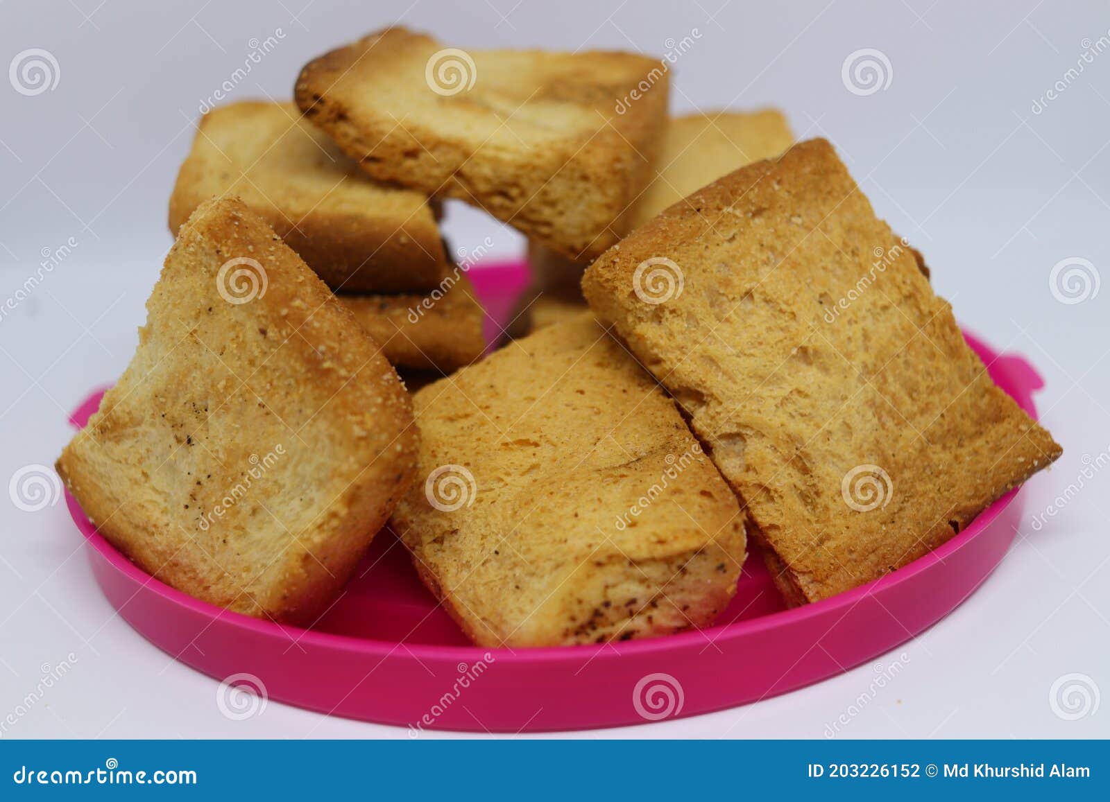 Stack of Plain Melba Toasts on White Background. Edible Square Dry ...