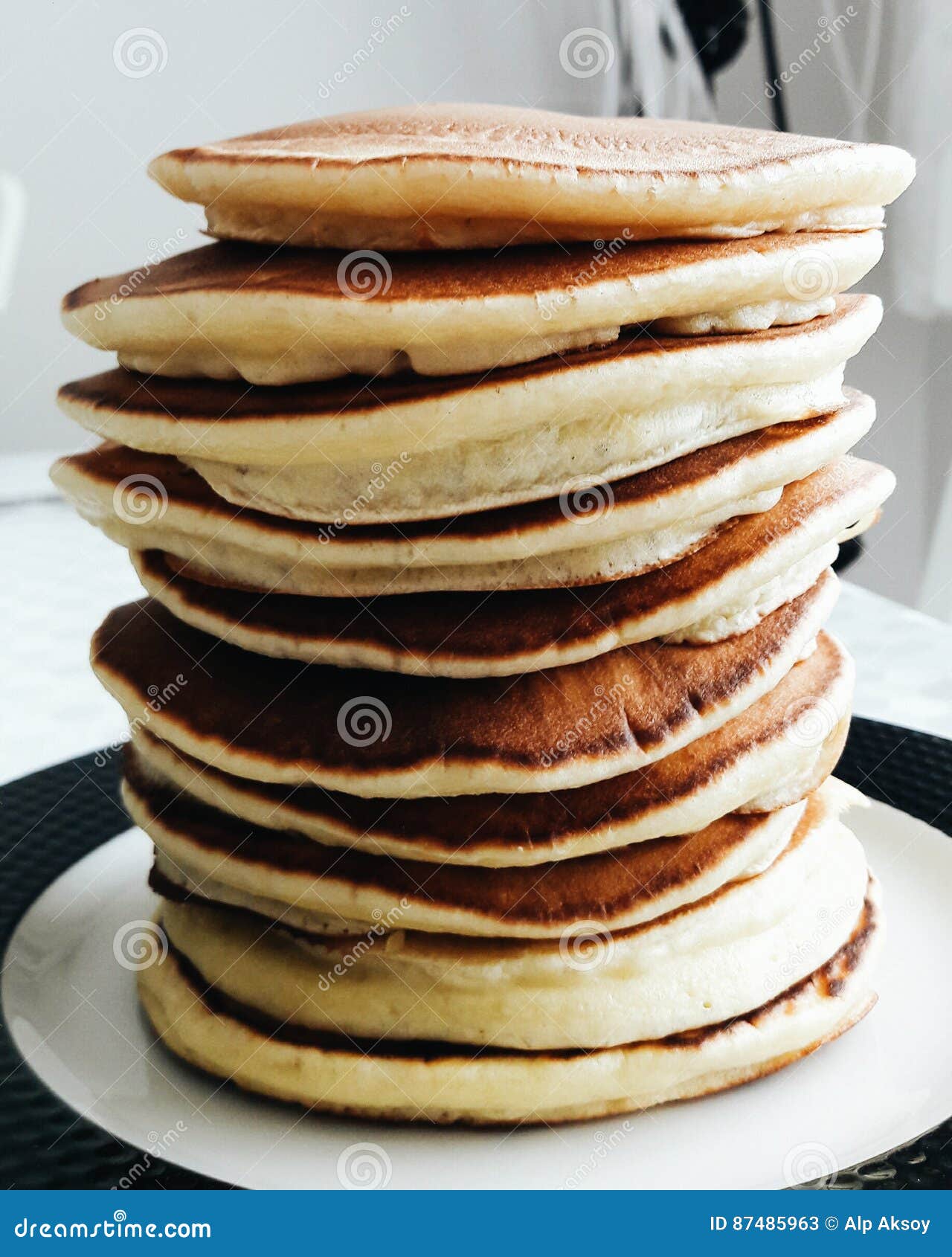Stack of Plain Pancakes. stock image. Image of background - 87485963