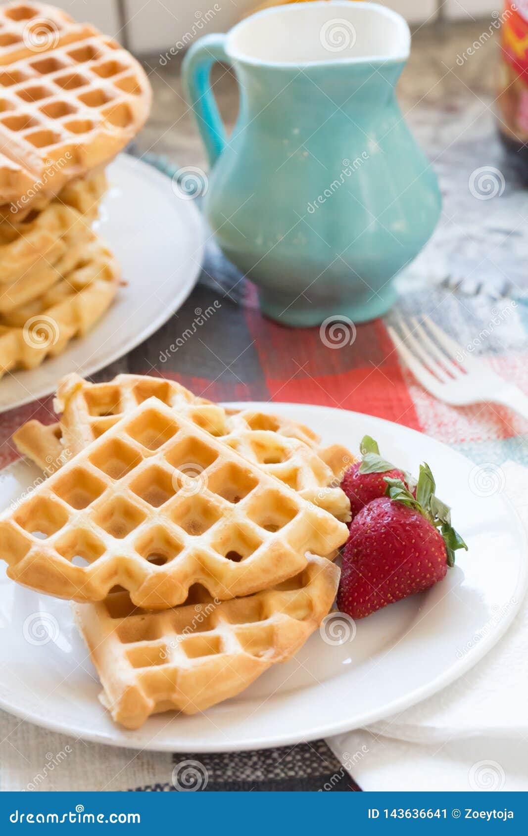A Stack of Plain Round Waffles Stock Image - Image of belgium, lunch ...
