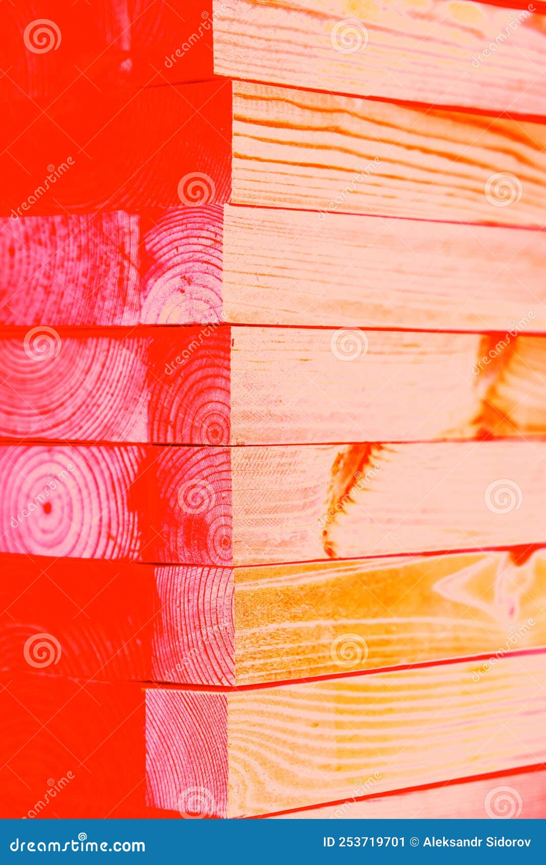 Stack of Planed Wooden Blocks. Changed Color Scheme. Colorful ...