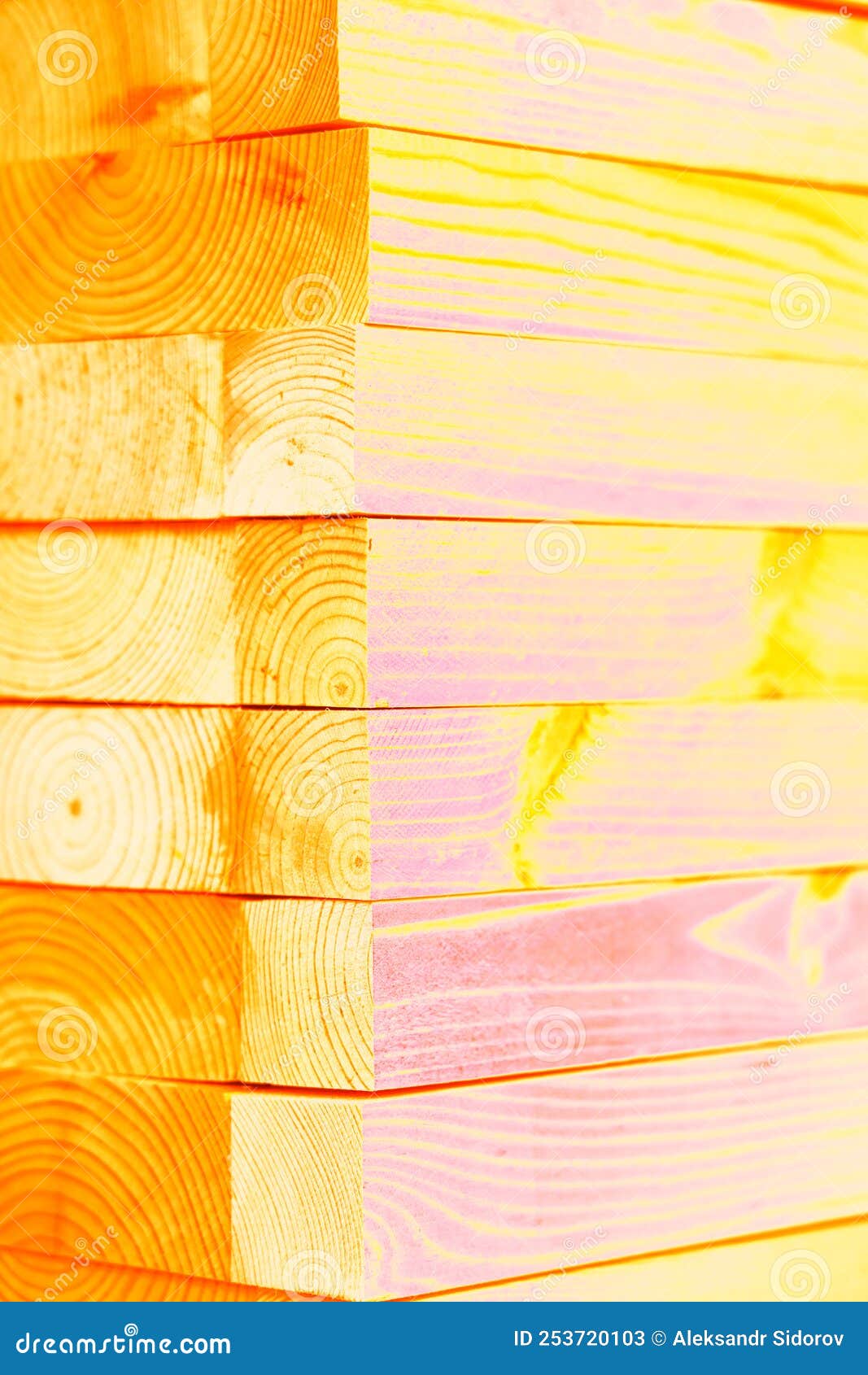 Stack of Planed Wooden Blocks. Changed Color Scheme. Colorful ...