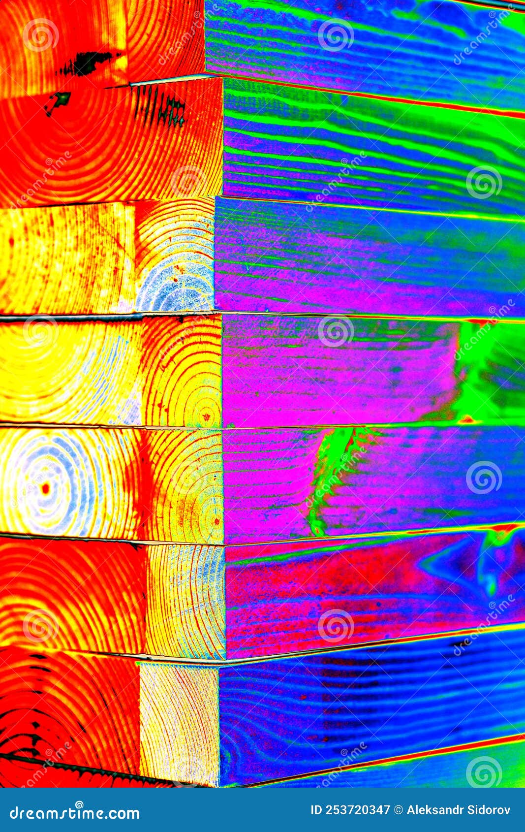 Stack of Planed Wooden Blocks. Changed Color Scheme. Colorful ...