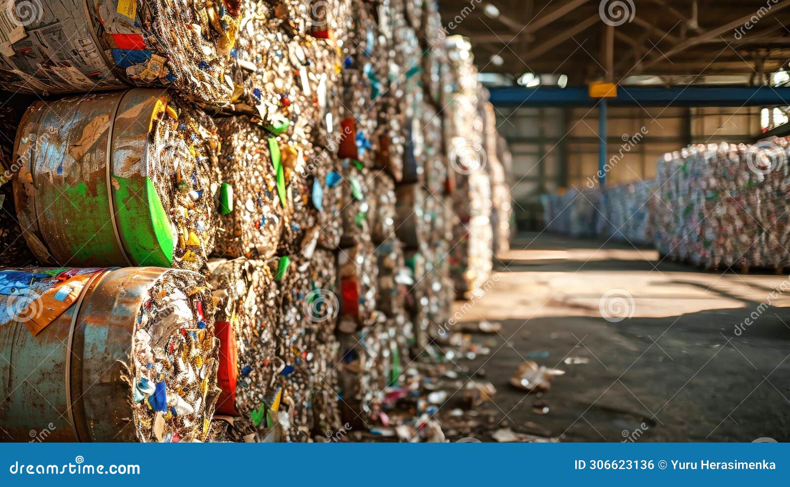 Stack of Plastic Bottles at Garbage Processing Plant Stock Illustration ...