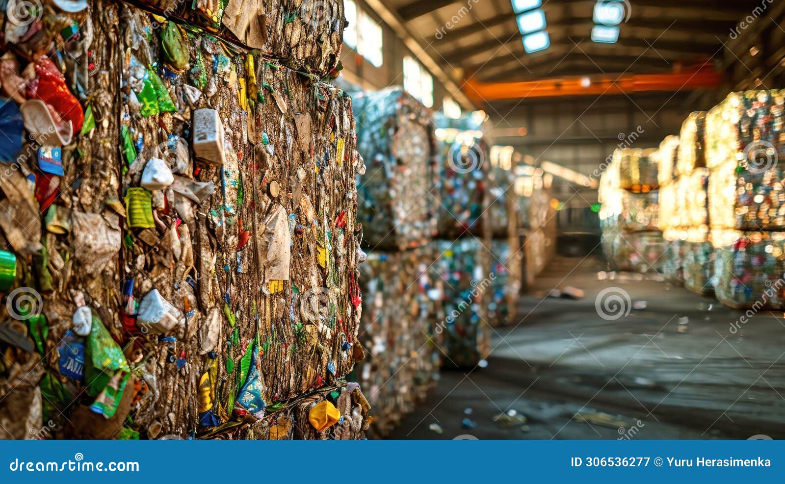 Stack of Plastic Bottles at Garbage Processing Plant Stock Illustration ...