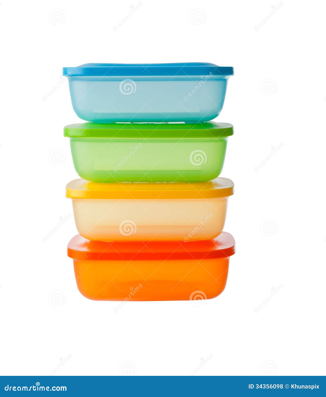 Stack of Plastic Box Package Isolated on White Background Stock Photo ...