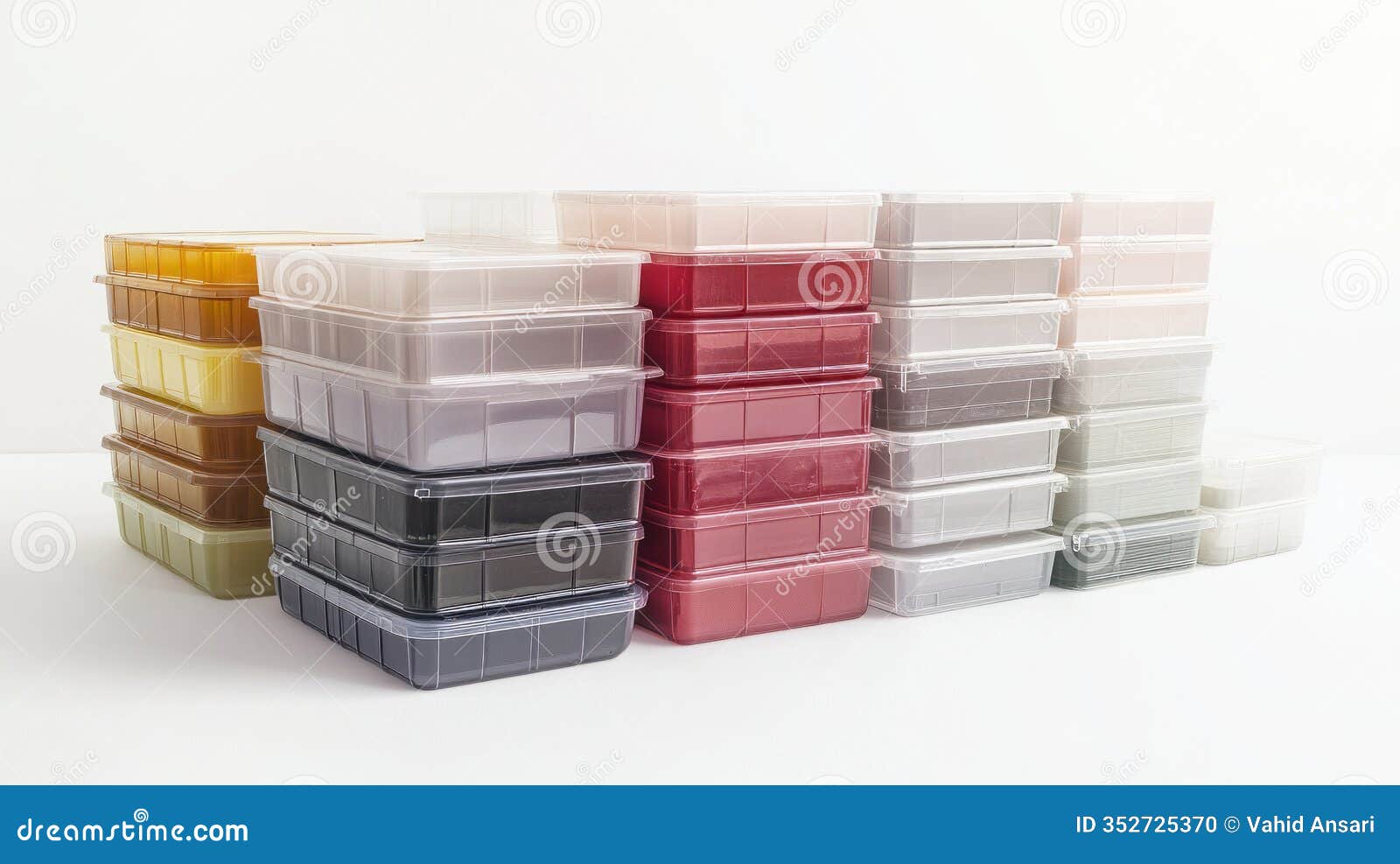 Stack of Plastic Box Package Isolated on White Background Use for ...