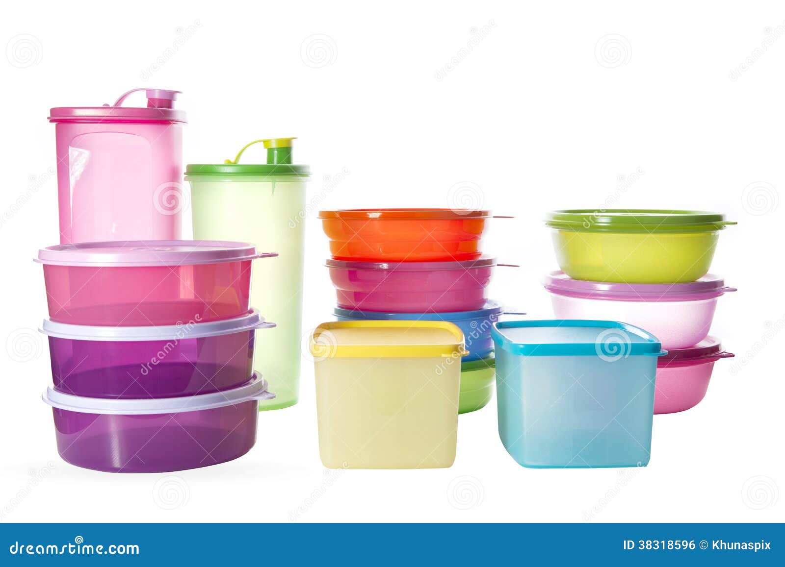 Stack of Plastic Box Package Stock Photo - Image of close, cover: 38318596
