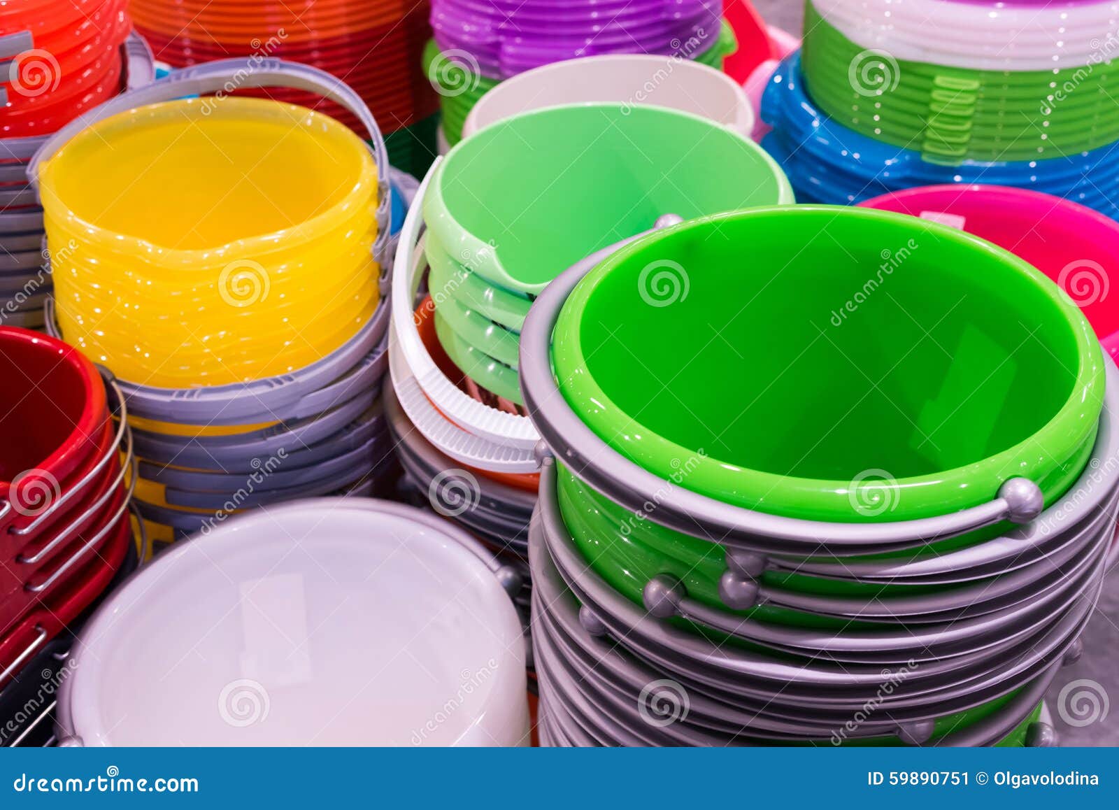 Stack of plastic bucket stock image. Image of clamp, plastic - 59890751
