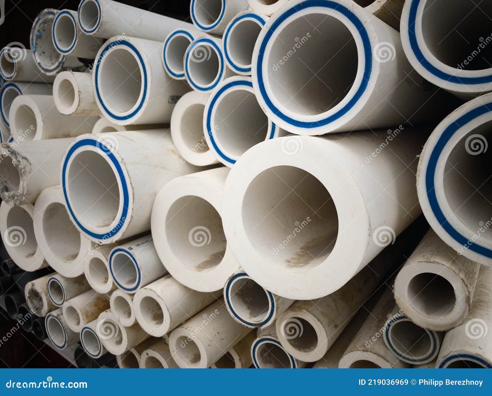 Stack of Plastic LDPE Water Pipes Stock Image - Image of round, work ...