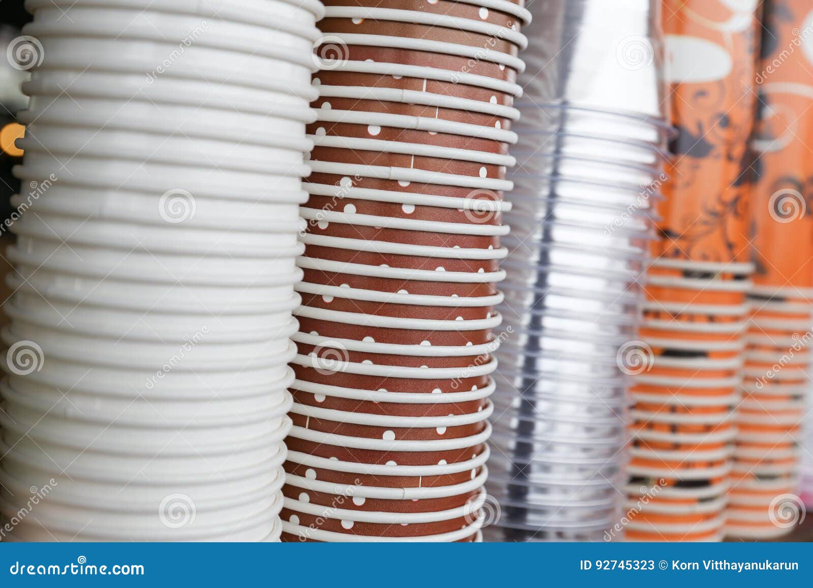 Stack of Plastic Paper Coffee Cup Stock Image - Image of latte, brown ...