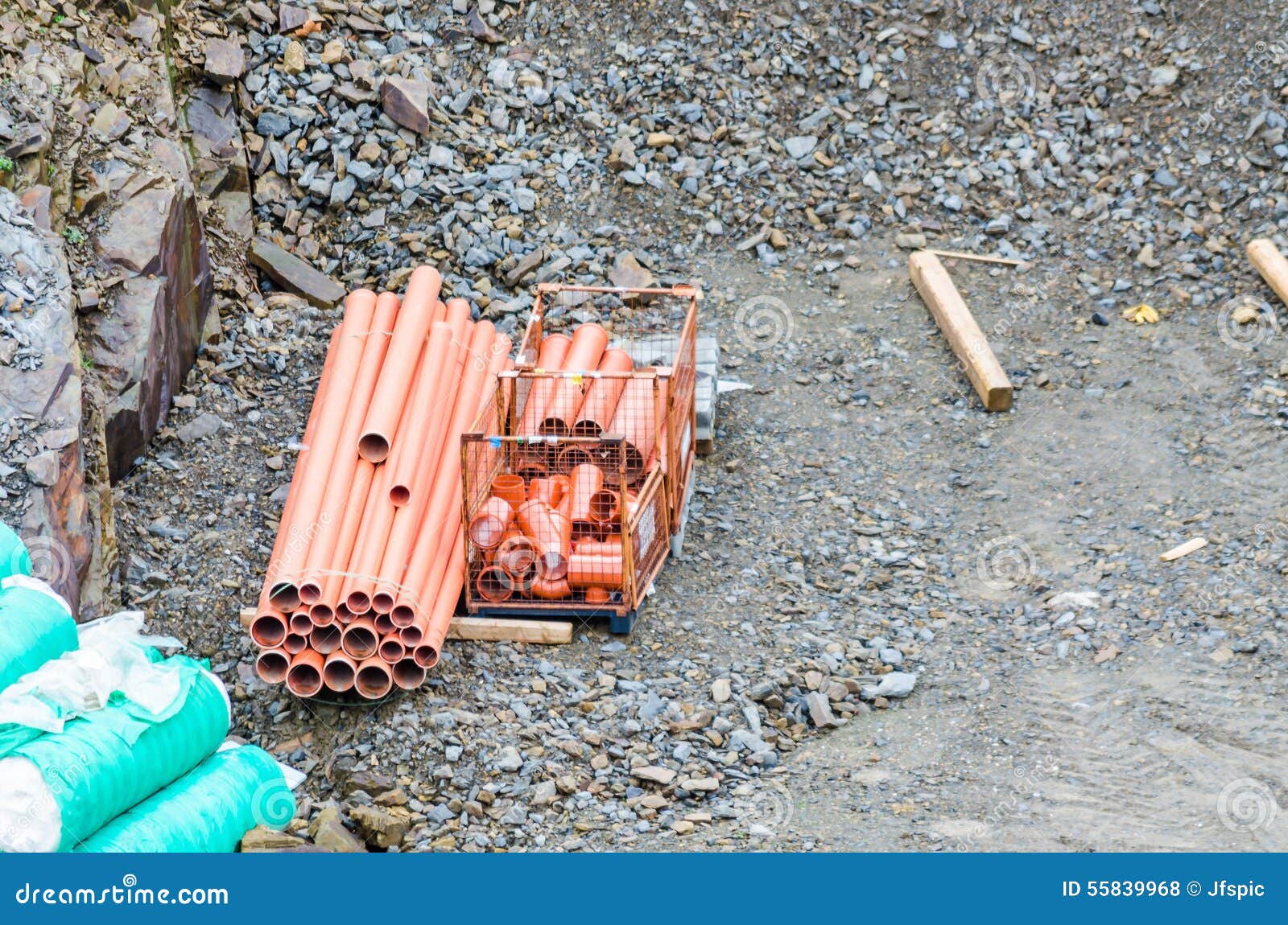 Stack of plastic pipes stock photo. Image of materials - 55839968