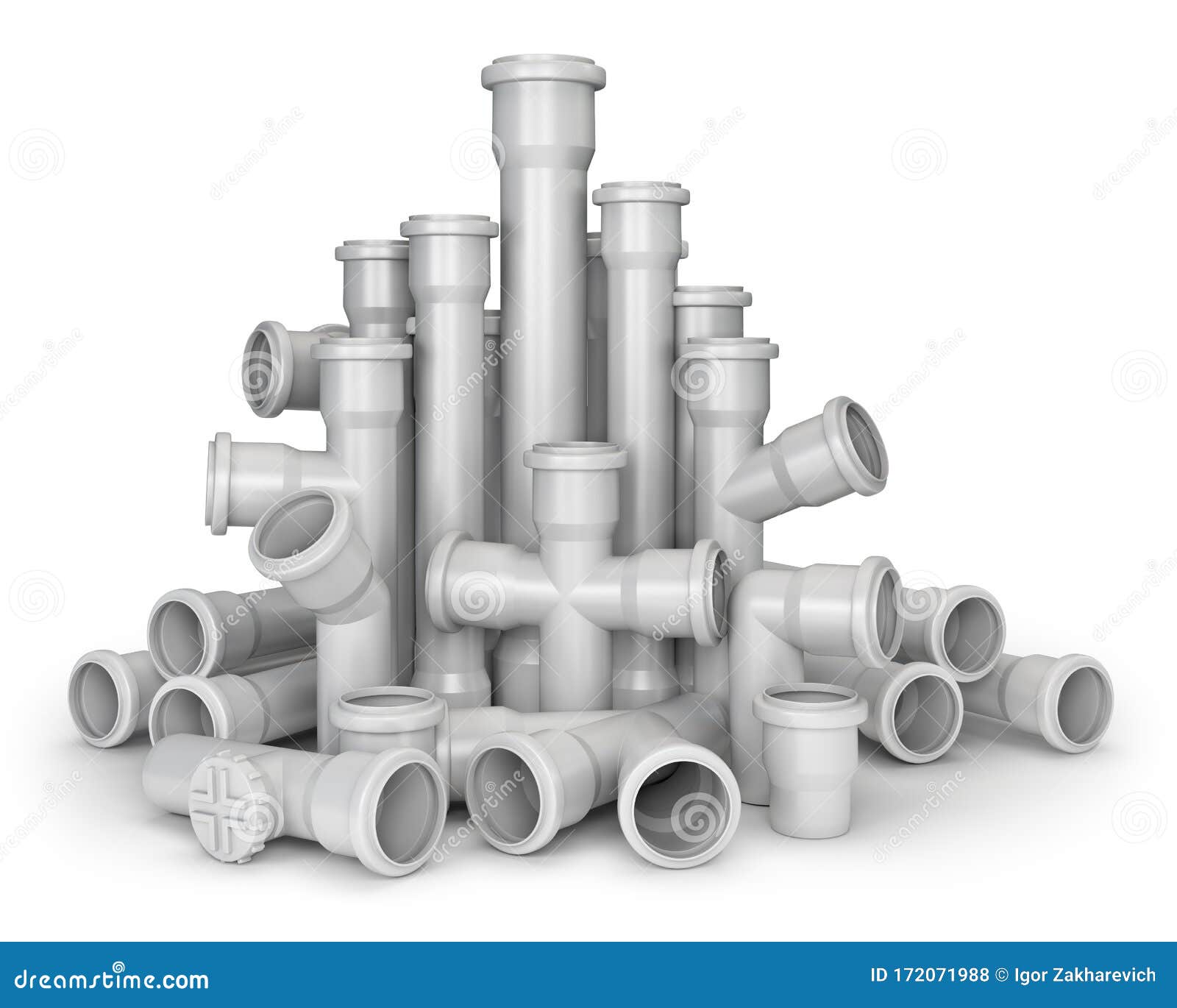 Stack of Plastic Pipes on White Background Stock Illustration ...