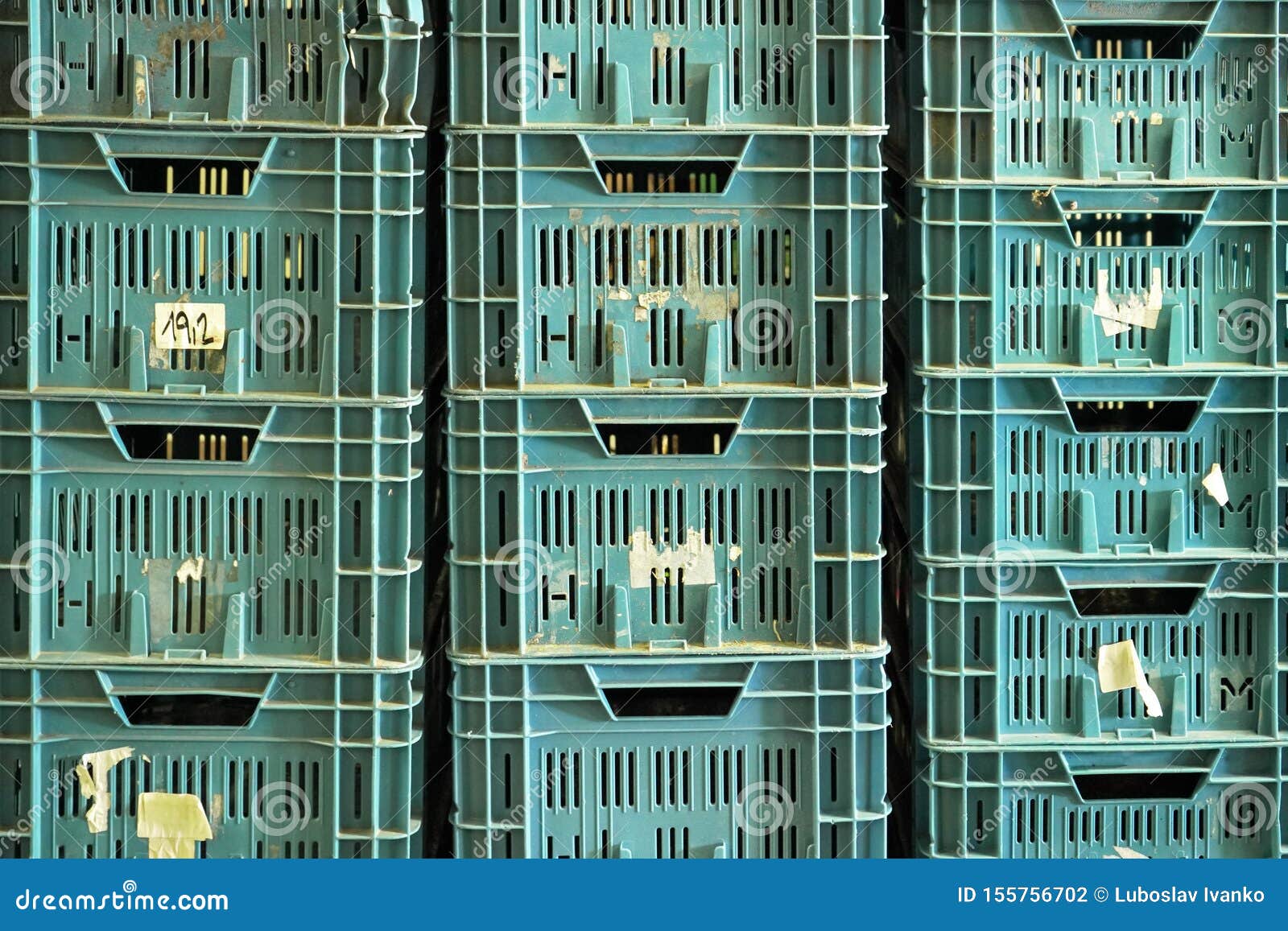 Stack of Plastic Transport Cases, Front View Stock Photo - Image of ...