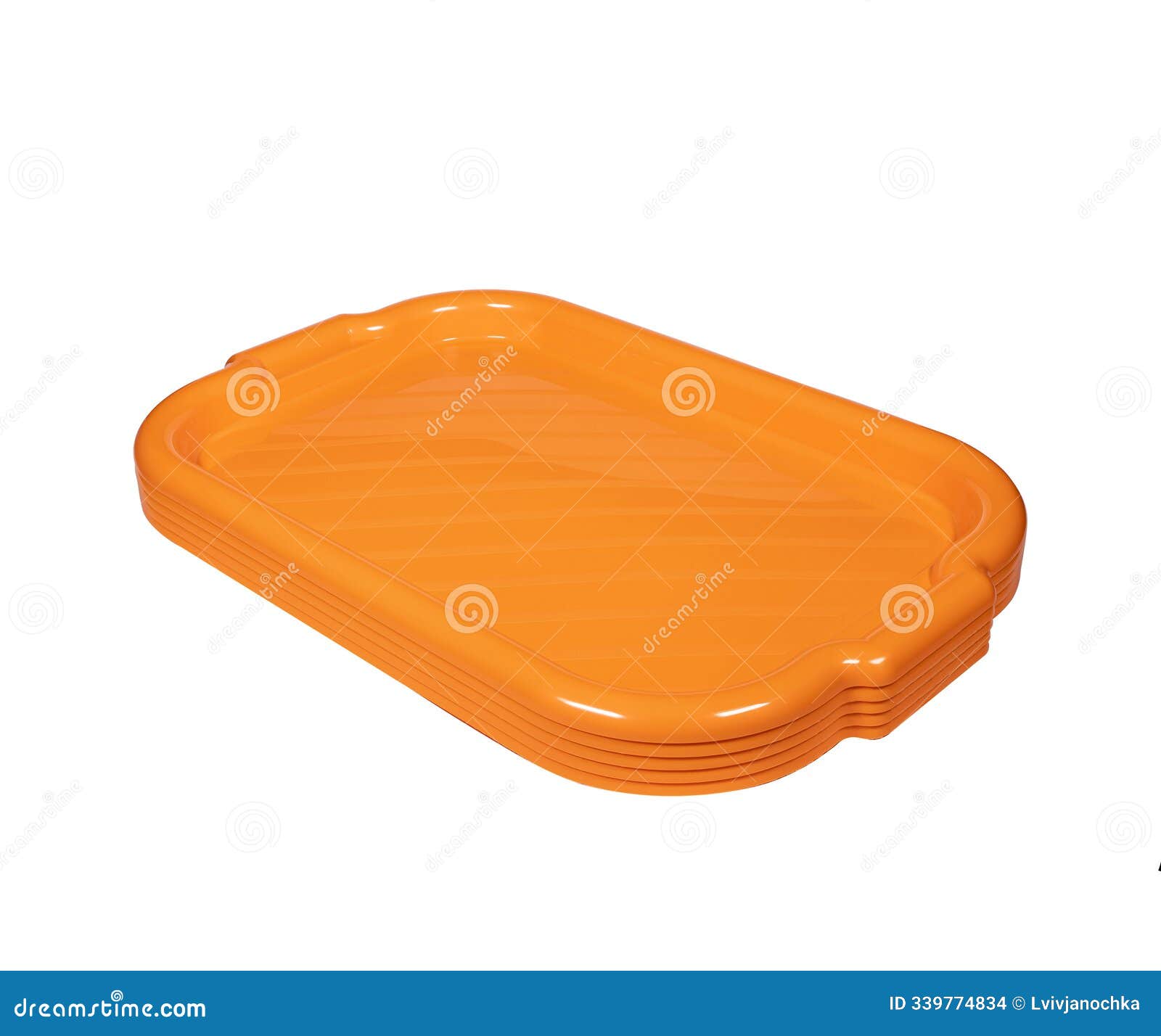 Stack of Plastic Trays for Food Isolated on White Background. Plastic ...