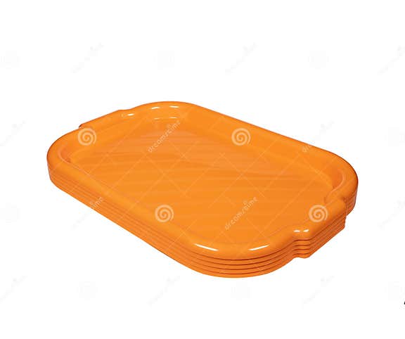 Stack of Plastic Trays for Food Isolated on White Background. Plastic ...