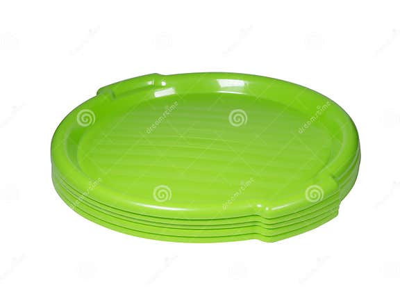 Stack of Plastic Trays for Food Isolated on White Background. Plastic ...