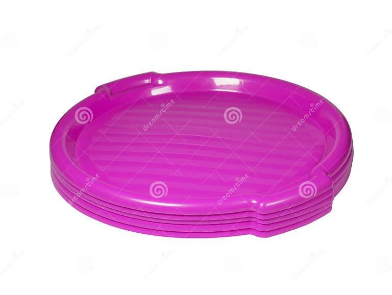 Stack of Plastic Trays for Food Isolated on White Background. Plastic ...