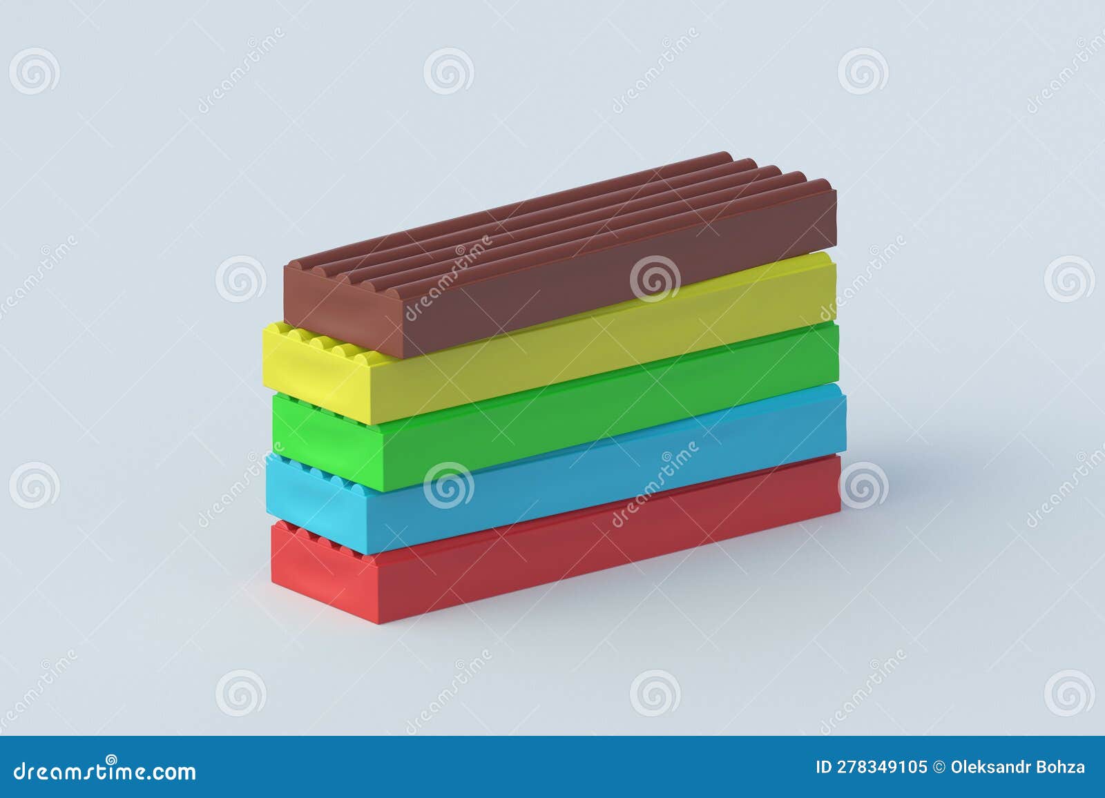 Stack of Plasticine Bricks on Gray Background. Modeling Clay Stock ...