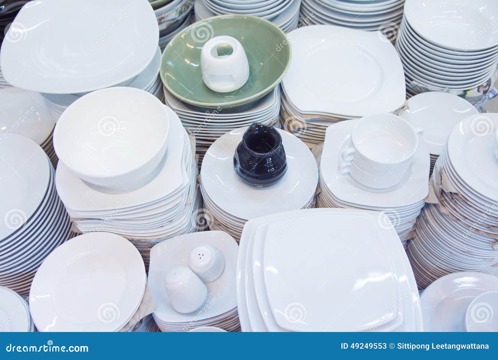Stack of plates and cups stock image. Image of dish, serving - 49249553