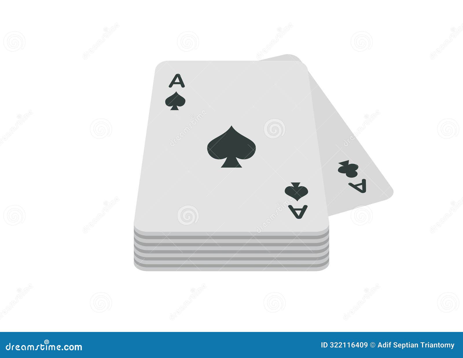 Stack of Playing Card. Ace of Clubs and Spades. Simple Flat ...
