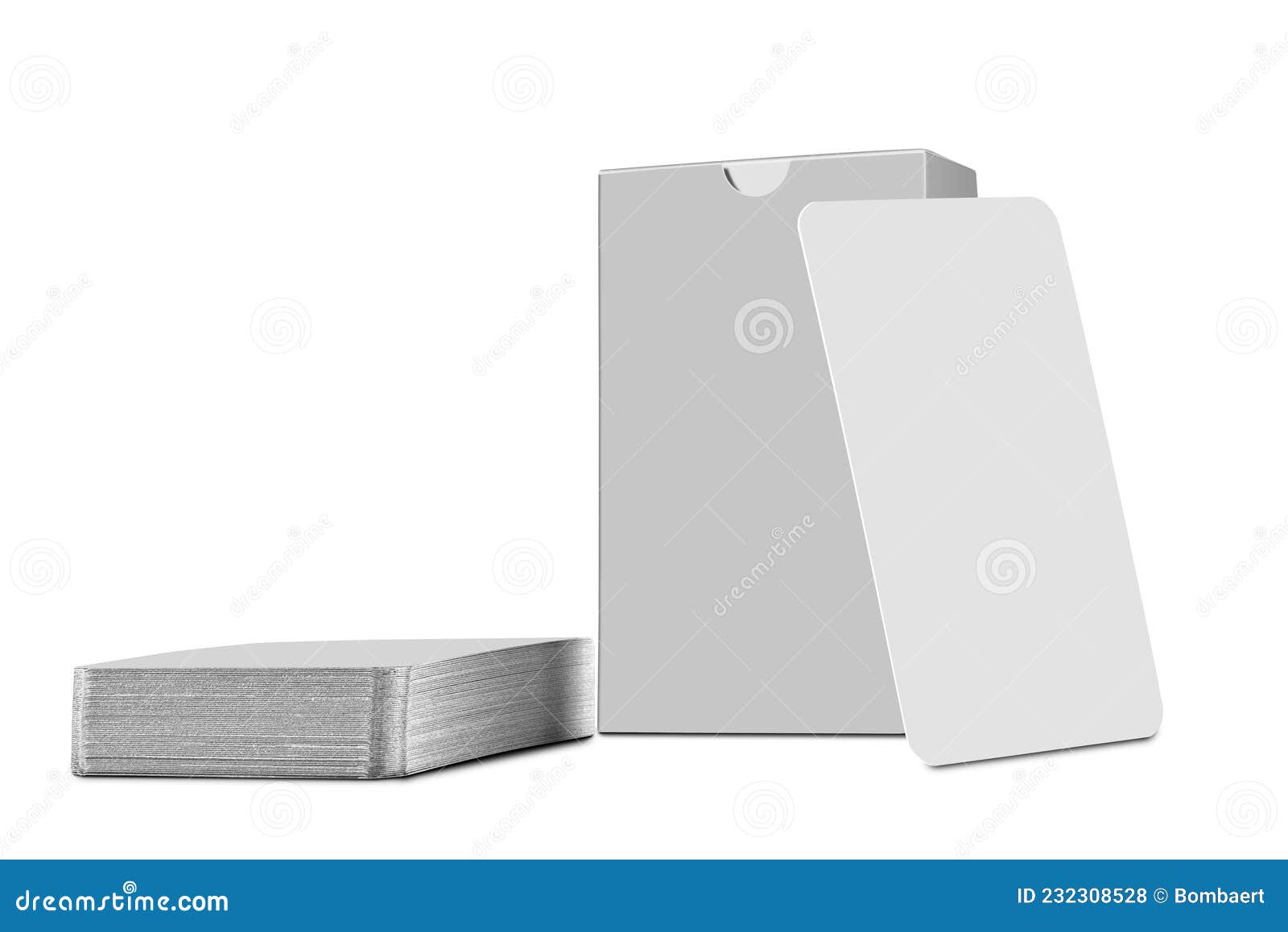 Playing Cards with Box Isolated on White Stock Photo - Image of blank ...