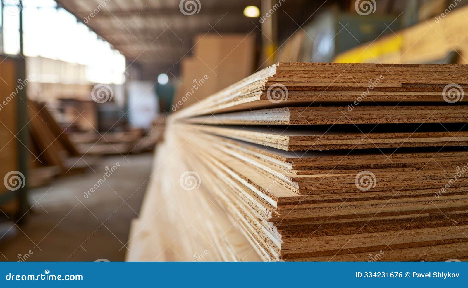 Stack of Plywood Sheets in a Warehouse. Stock Photo - Image of ...