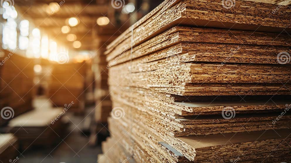 Stack of Plywood Sheets in a Warehouse. Stock Image - Image of ...