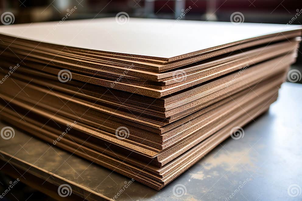 Stack of Plywood Sheets in a Workshop, Ideal for Construction ...