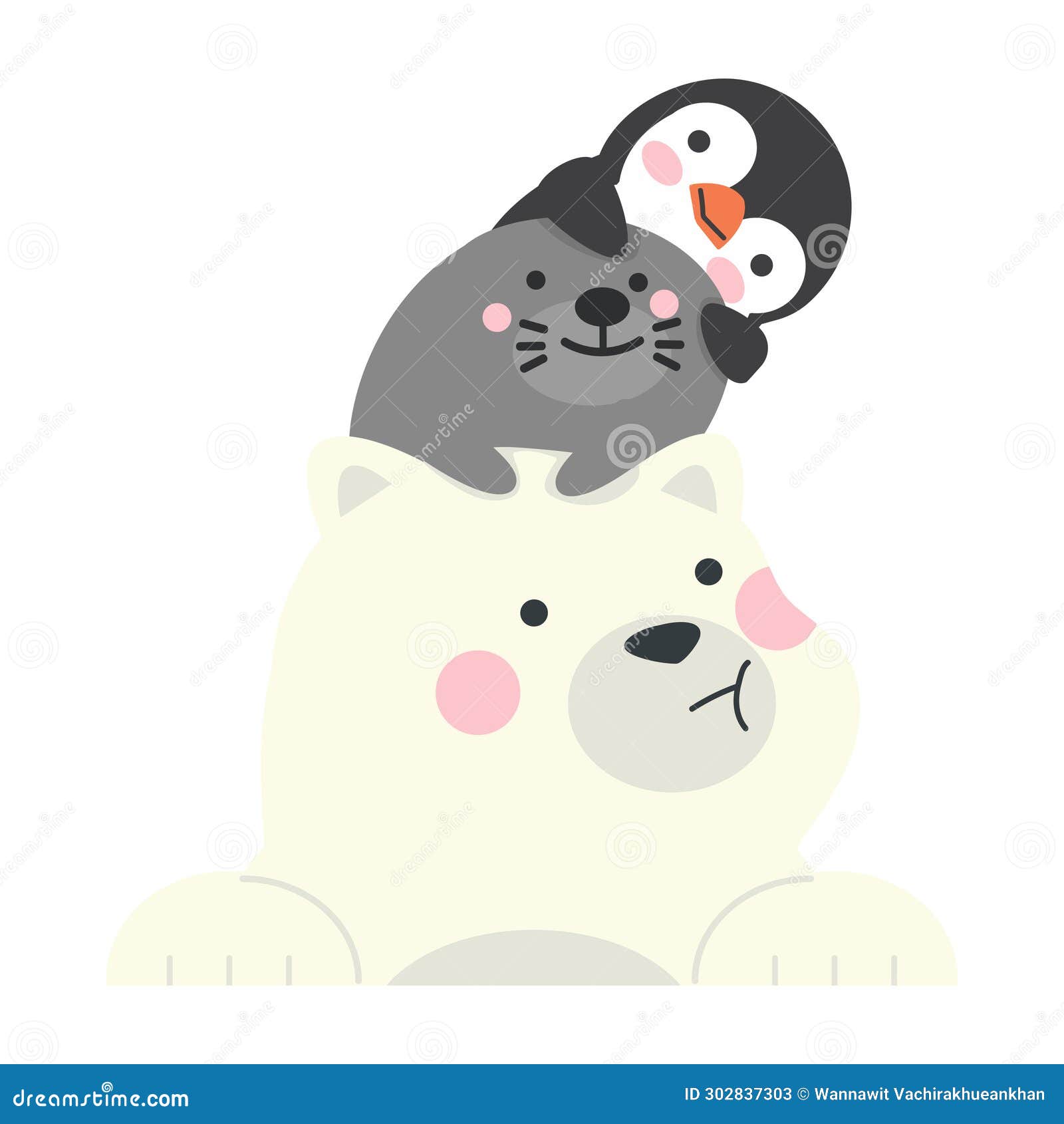 Stack of Polar Bear with Sea Lion and Penguin Stock Vector ...
