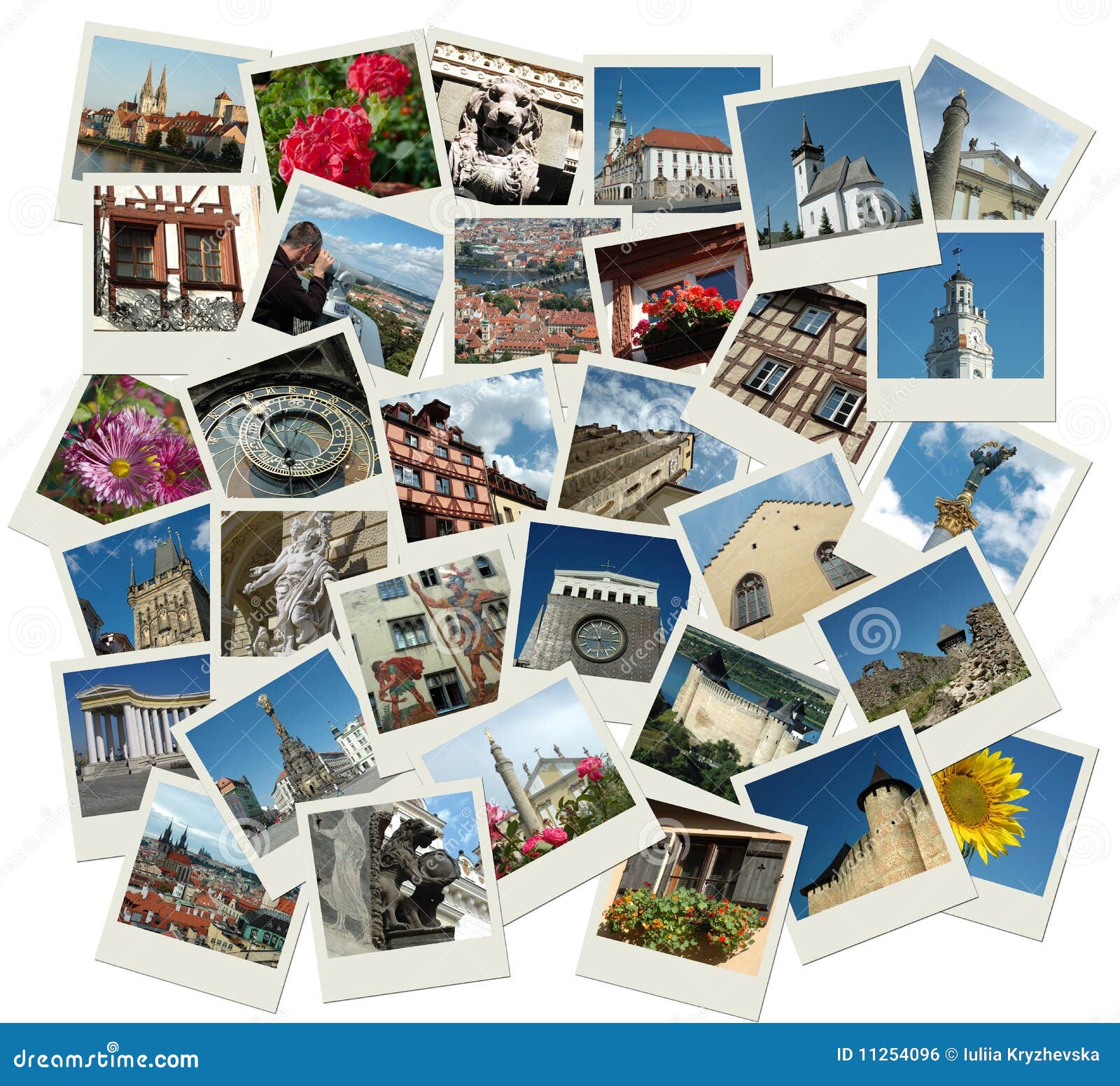 Stack of Polaroid Shots with European Landmarks Stock Photo - Image of ...