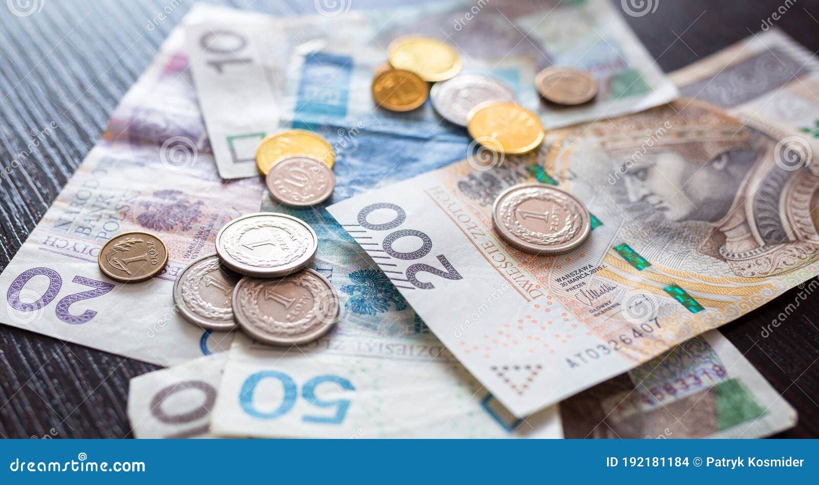 Stack of Polish Zloty Banknotes and Coins Stock Photo - Image of ...
