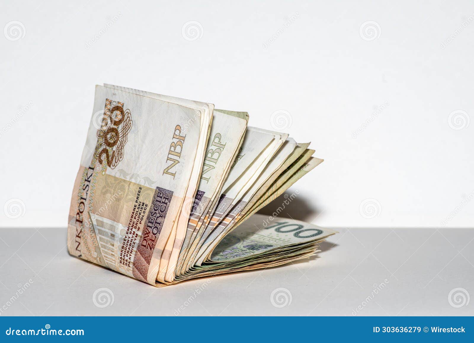 Stack of Polish Zloty Notes on a Plain White Background Stock Image ...
