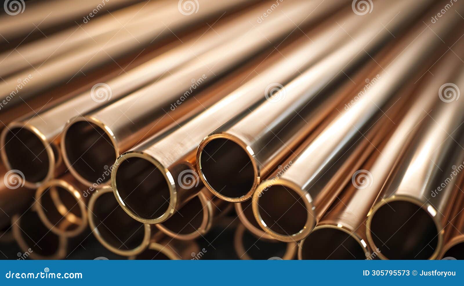 Stack of Polished Bronze Tubes at Industrial Warehouse. Generative Ai ...
