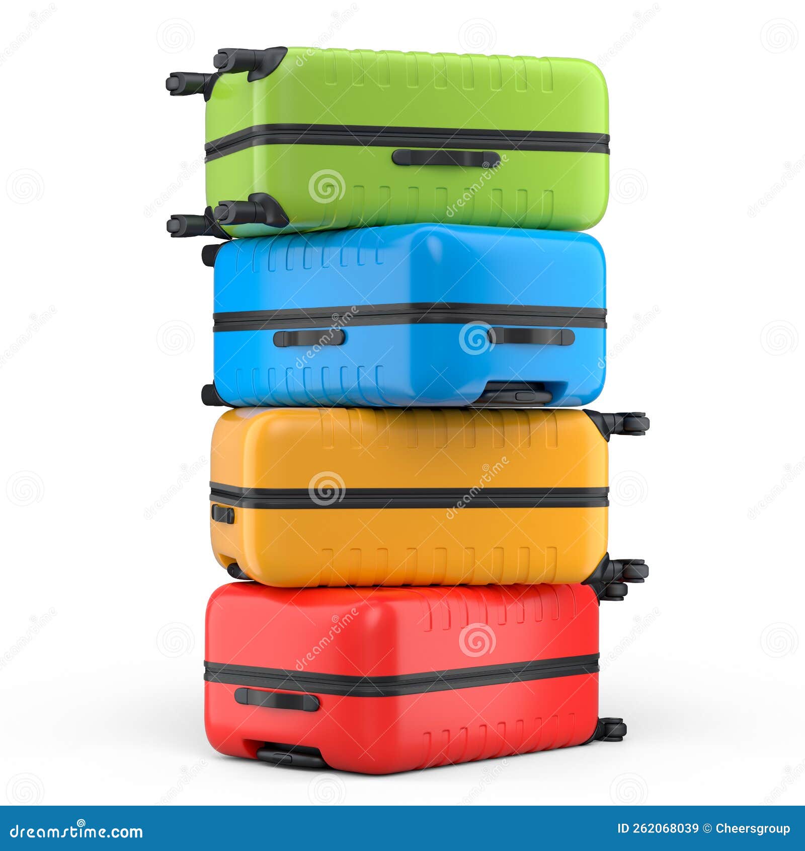 Stack of Polycarbonate Suitcases Isolated on White Background Stock ...