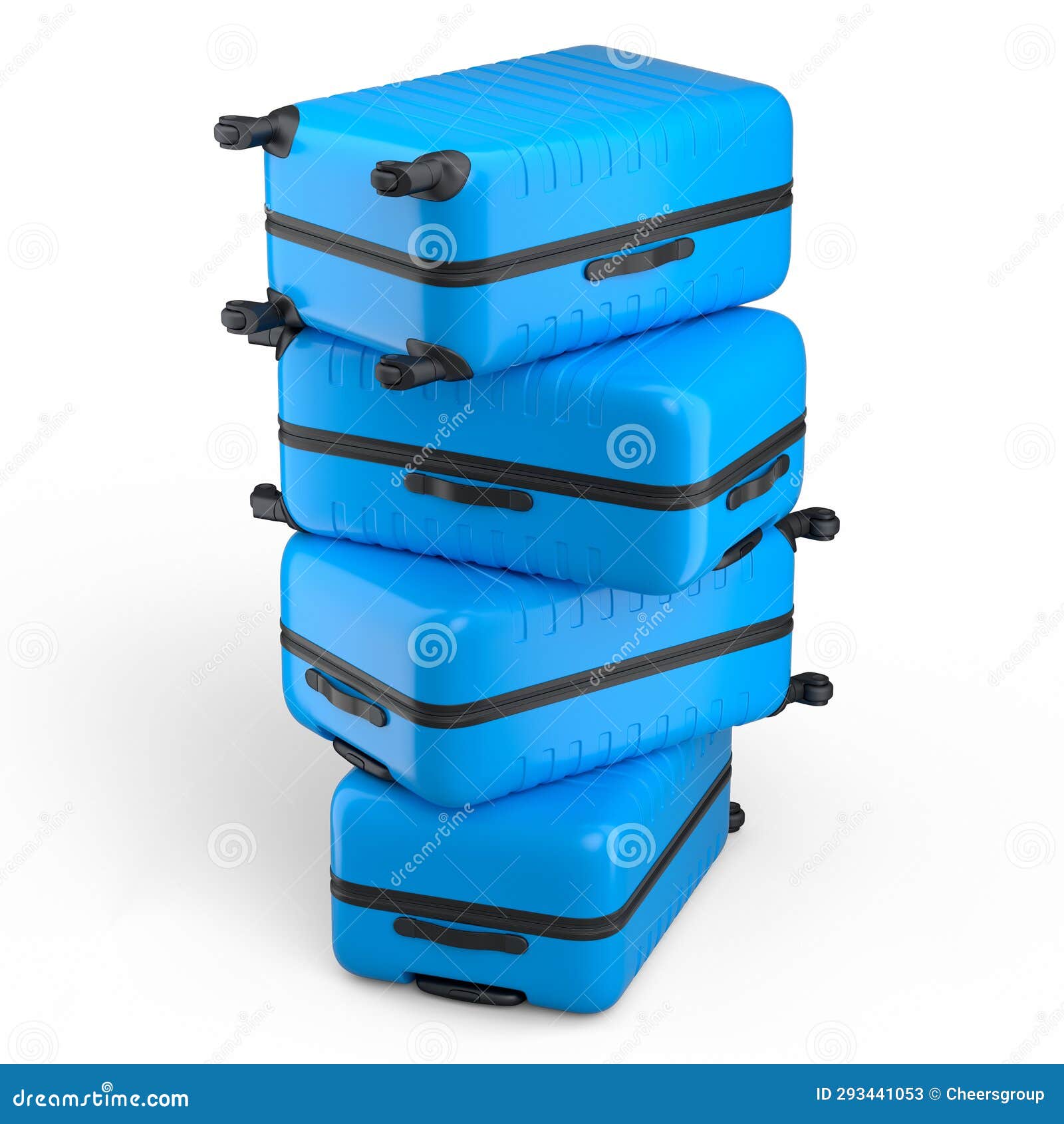 Stack Of Polycarbonate Suitcases Isolated On White Background Stock ...