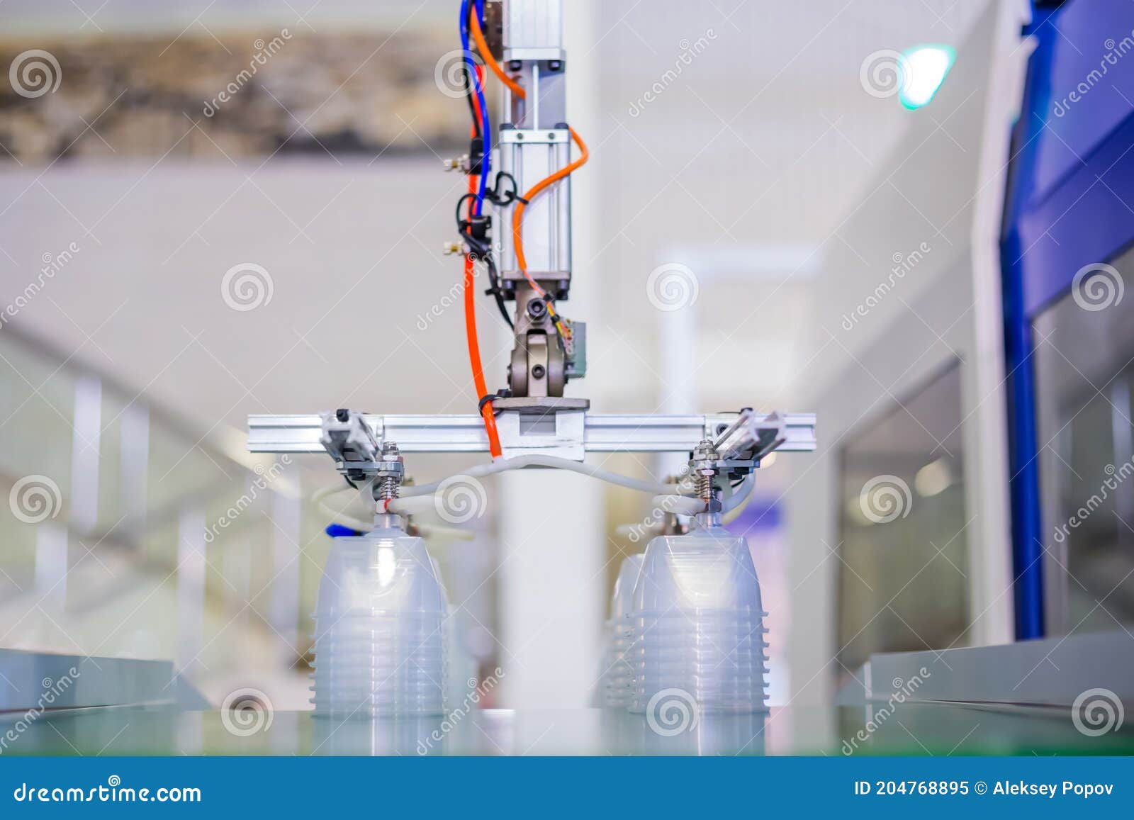 Stack of Food Containers on Conveyor Belt of Plastic Injection Molding ...