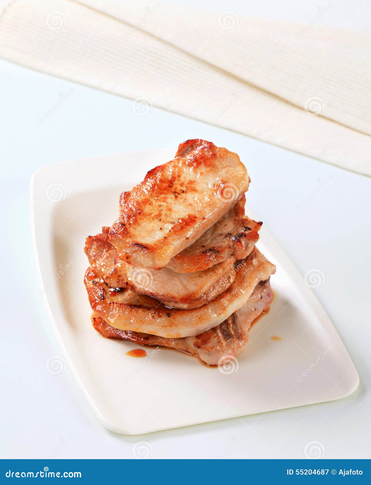Stack of pork cutlets stock image. Image of seared, pile - 55204687