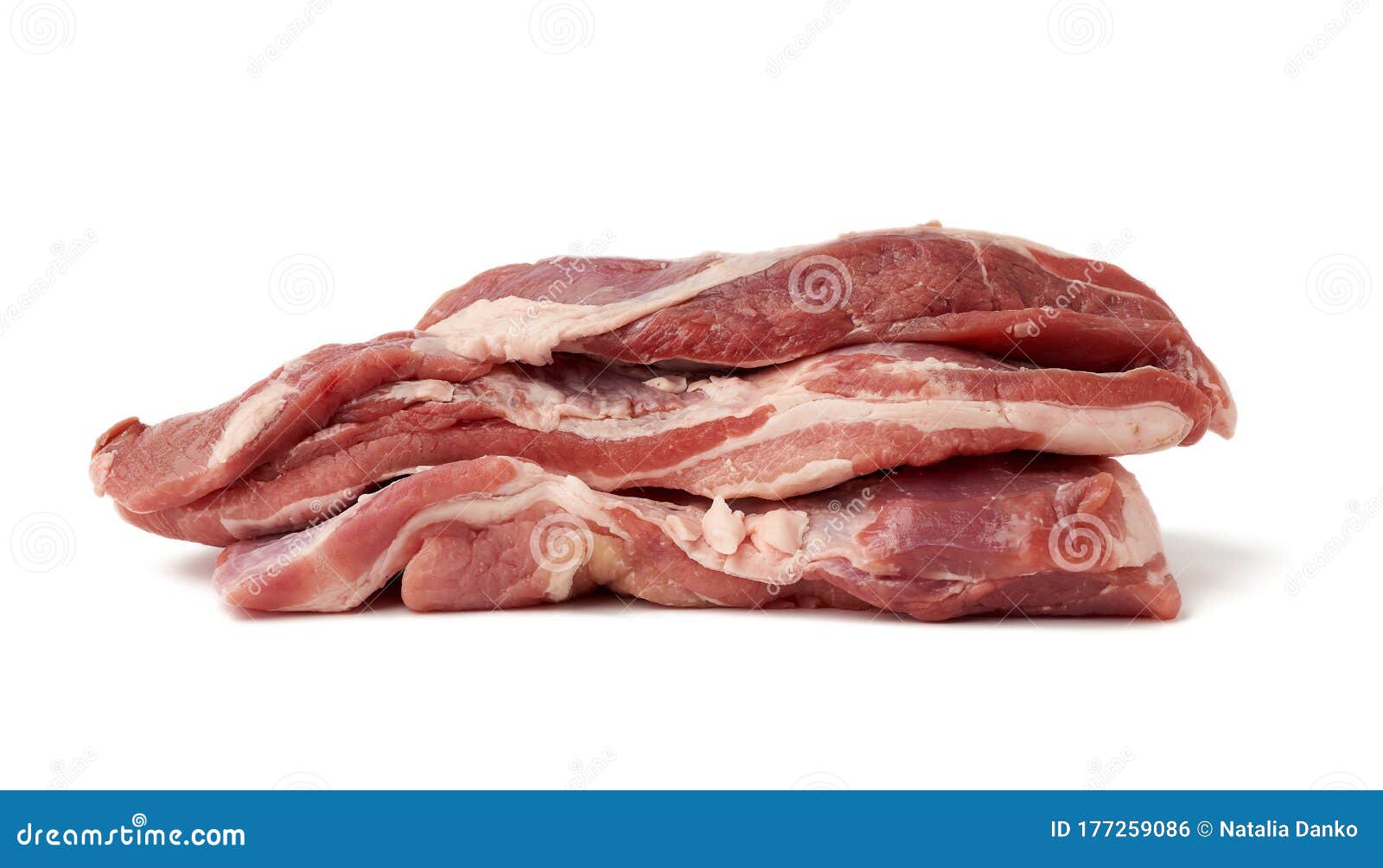 Stack of Pork Raw Meat, Tenderloin with Layers of Fat Isolated on a ...