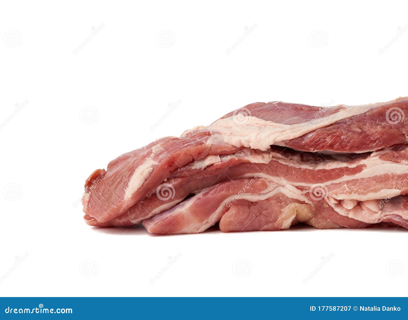 Stack of Pork Raw Meat, Tenderloin with Layers of Fat Isolated on a ...