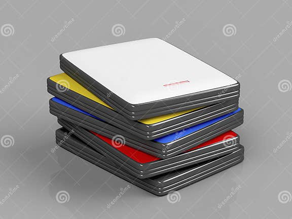 Stack with Portable Hard Drives Stock Illustration - Illustration of ...